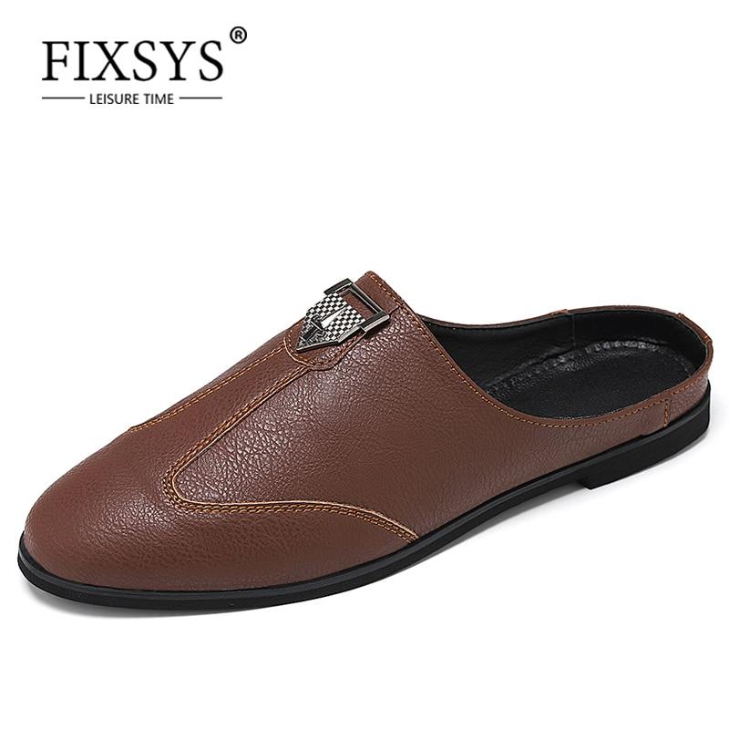 Buy FIXSYS Summer Casual Shoes Leather Men Slippers Handmade Breathable ...