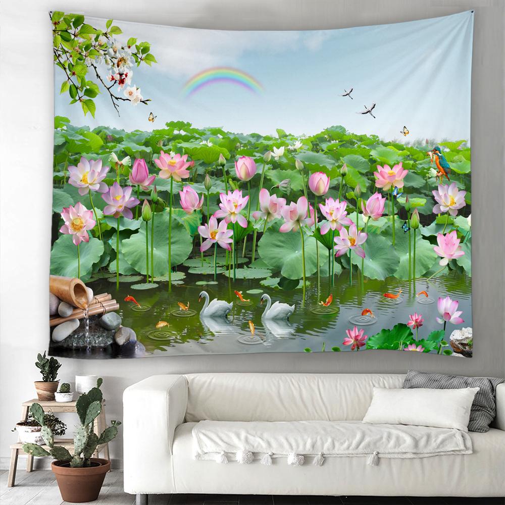 Buy Beautiful Natural Forest Waterfall Printed Large Wall Tapestry Sea ...