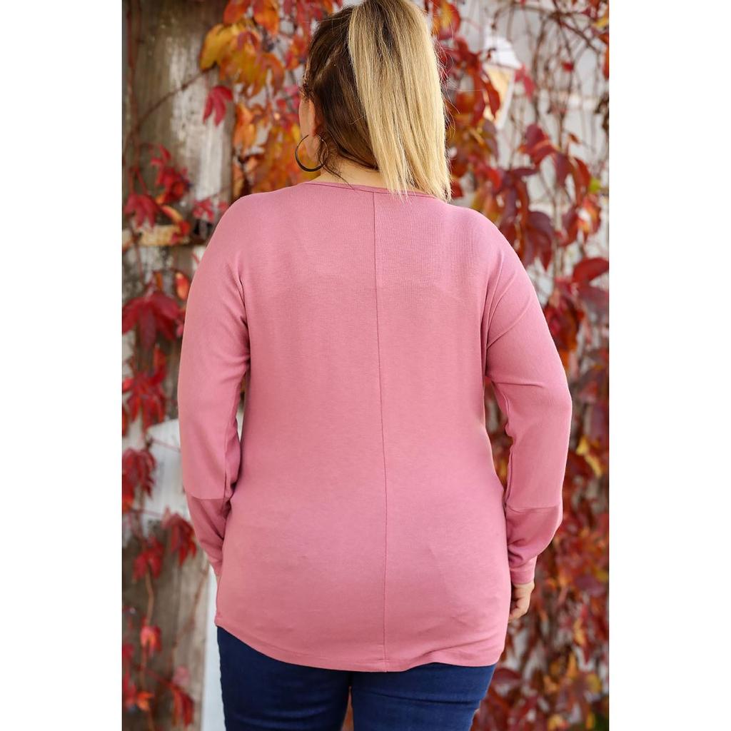 Buy Rose Plus Size Long Sleeves Blouse at affordable prices — free ...