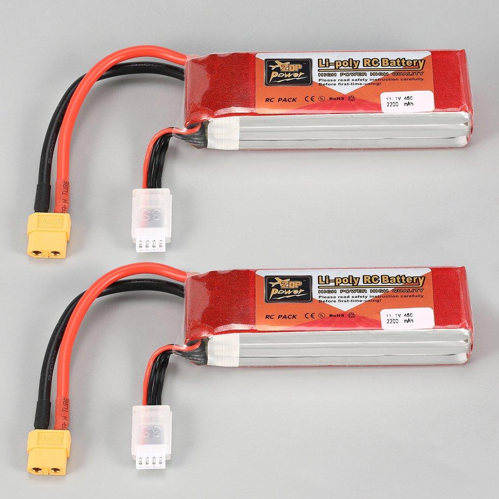 Buy 2PCS ZOP Power 11.1V 2200mAh 45C 3S Lipo Battery XT60 Plug For RC Drone Model at affordable ...
