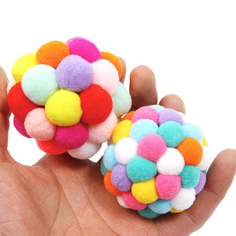 Buy 1PC Pet Cat Dog Toy Colorful Plush Bouncy Ball Built-In Catnip ...
