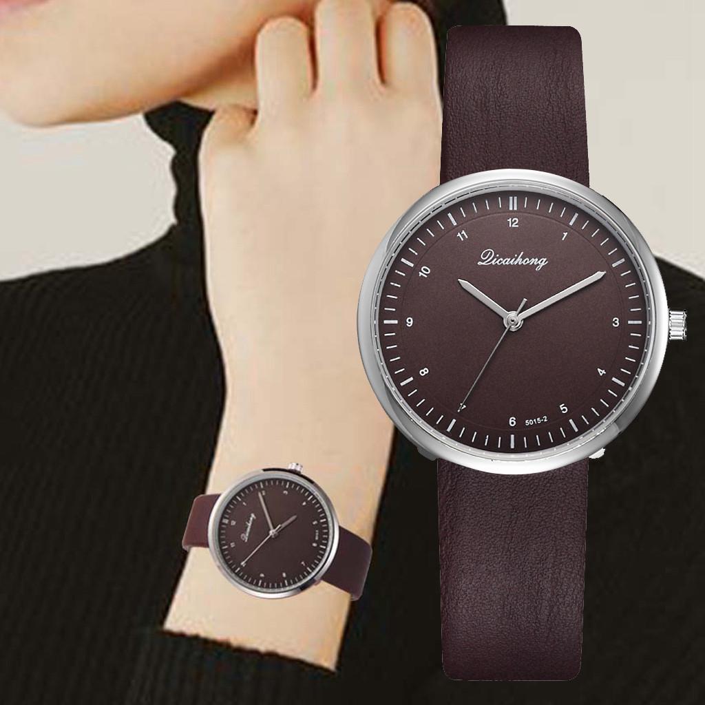 Buy Simple And Stylish Precision Scale Dial Leather Strap Ladies Quartz ...