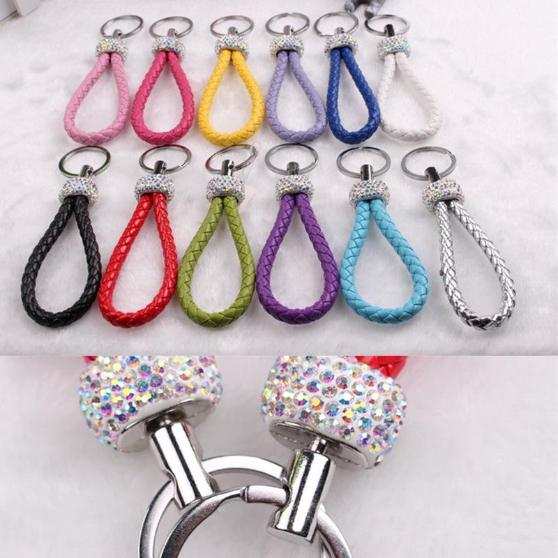 Buy Leather Braided Rope KeyChains Pendants Key Ring Gifts Candy Colors ...