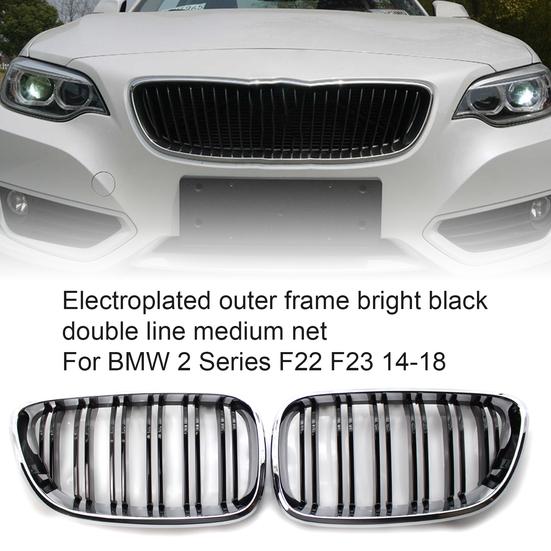 2Pcs Front Electroplating Bezel Black Kidney Grill Anti-corrosive Gloss ...