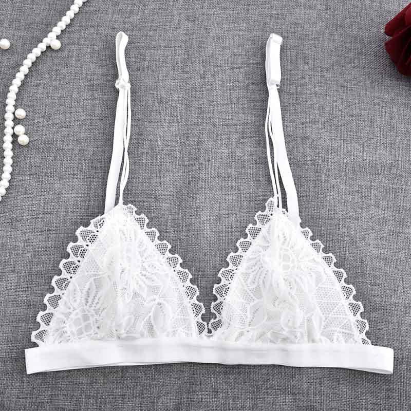 Female Floral Lace Wire Bra Seamless Bralette Women Transparent Cup ...