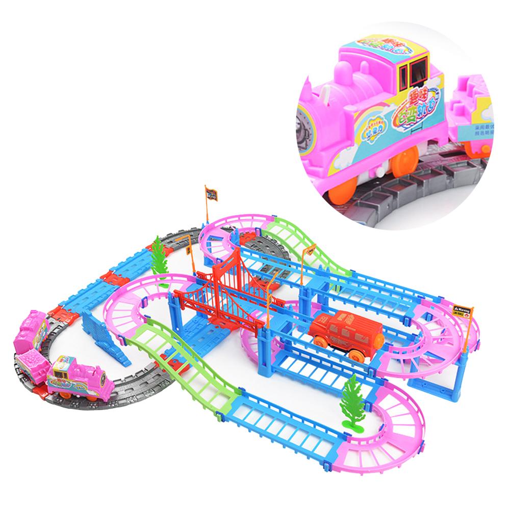 Buy 1 Set Electric Rail Car Toy Plastic Creative Assembly DIY Electric ...