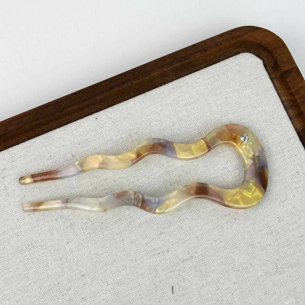 Korean Style U Shaped Hair Stick Rhinestone U Shaped Hairpin Acetic ...