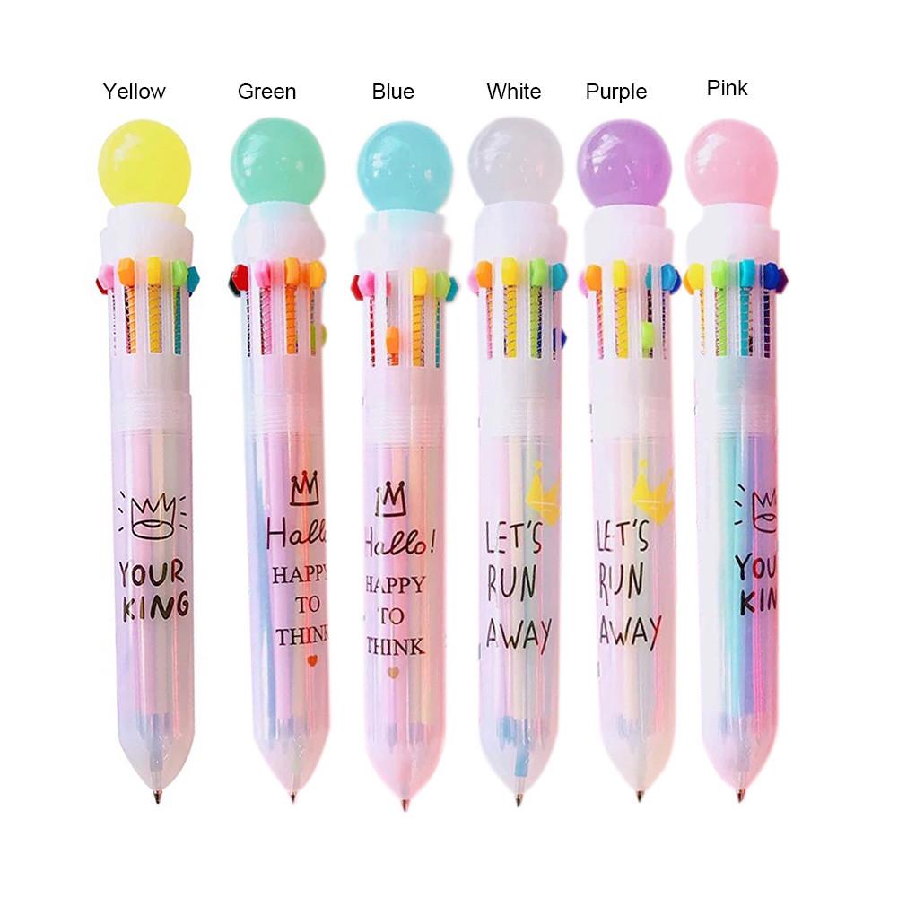 Multi-color 10 In 1 Candy Color Ball Ballpoint Pen Cute Marker Pen ...