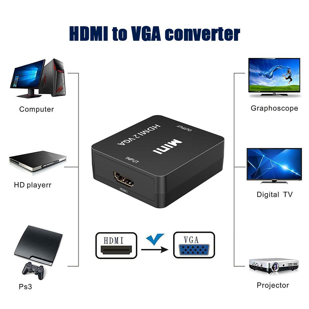Buy HDMI-compatible To VGA Adapter Female To Female Video Audio ...
