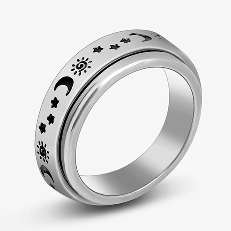 Cheap Rotatable Ring For Women Men Double Layer Spin Ring Silver Color ...