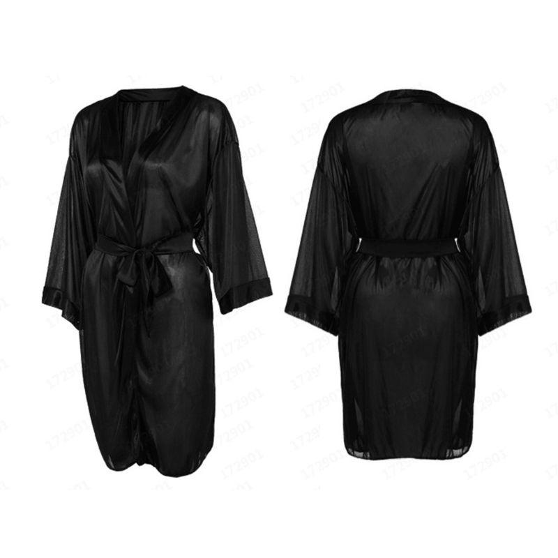 Buy Women Sexy Translucent Sleepwear Set Faux Silk Half Sleeve Short ...