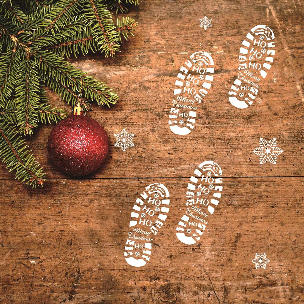 Buy Diy Christmas Templates Santa Boots Stencil Plastic Footprint ...