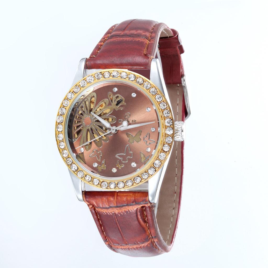 Buy GOER Automatic Hollow Out Mechanical Watch Rhinestone Inlaid ...