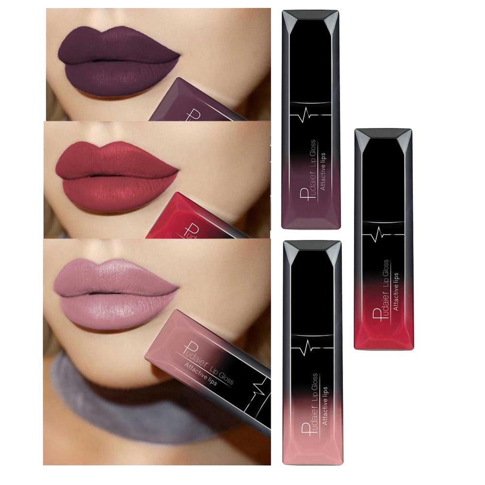Cheap Pudaier 3Pcs Matte Lipstick Waterproof Non-marking Lipstick Long ...