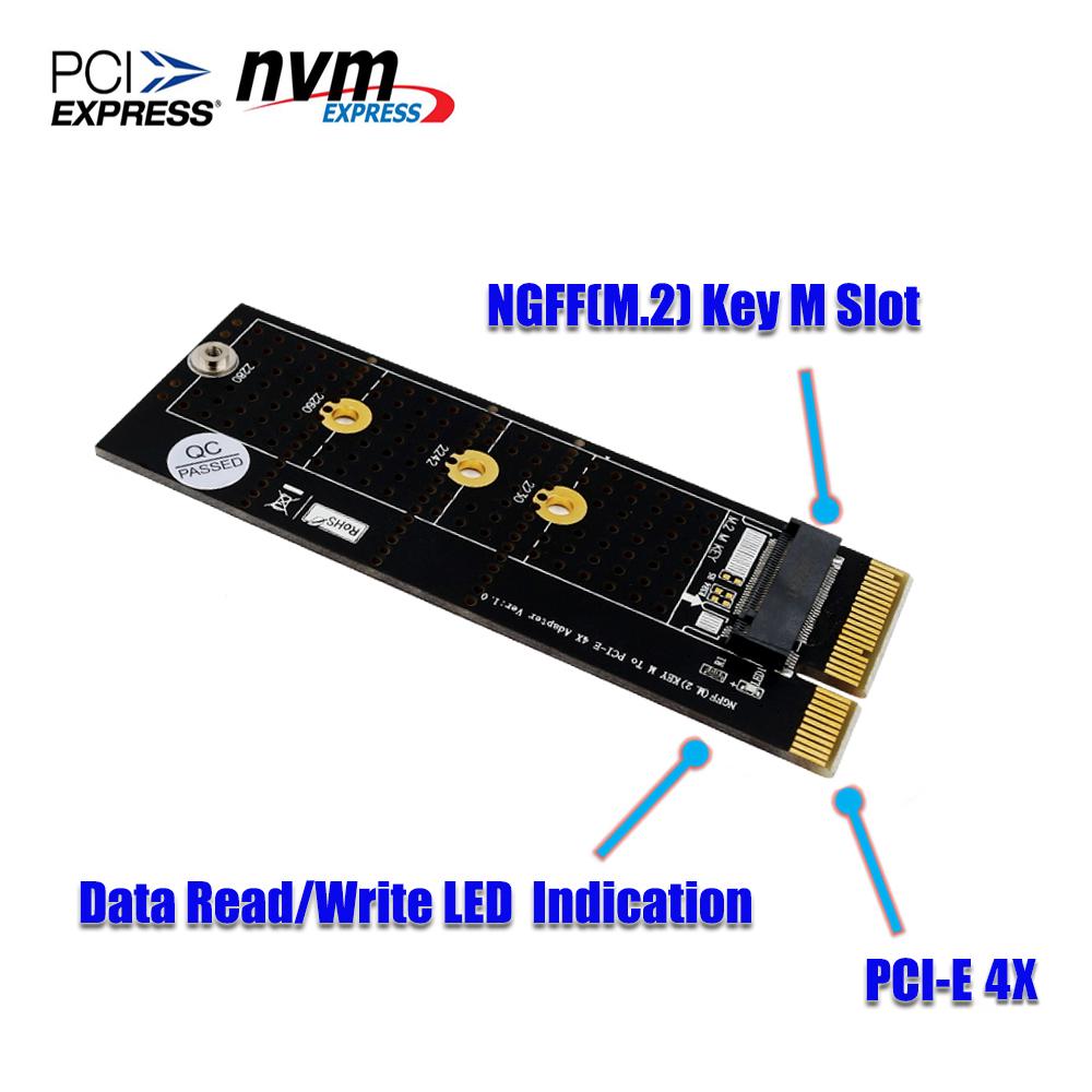 Buy M.2 NVME M Key SSD To PCI- E 4X Adapter Card Converter for Desktop ...