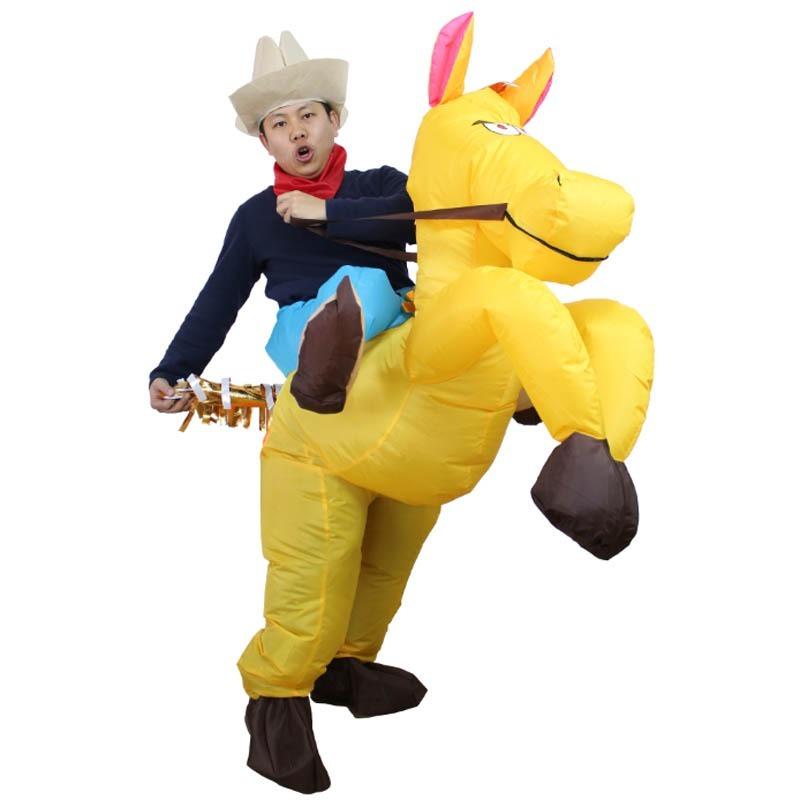 Buy Black Horse Riding Inflatable Costume Cowboy Christmas Cosplay ...