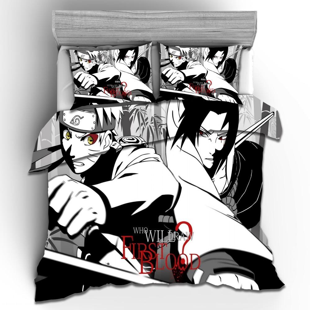 Buy Cartoon Sasuke Anime Naruto Bedding Set 3D Print Comforter Luxury ...
