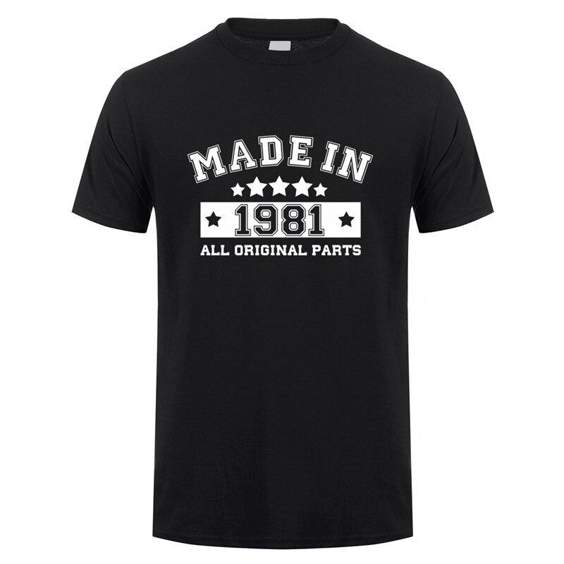 Buy 1981 Birthday T Shirts Men Cotton Short Sleeve Made In 1981 T-Shirt ...