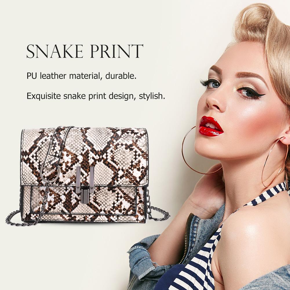 Small Snake Print Shoulder Flap Handbags Women Leather Chain Crossbody ...