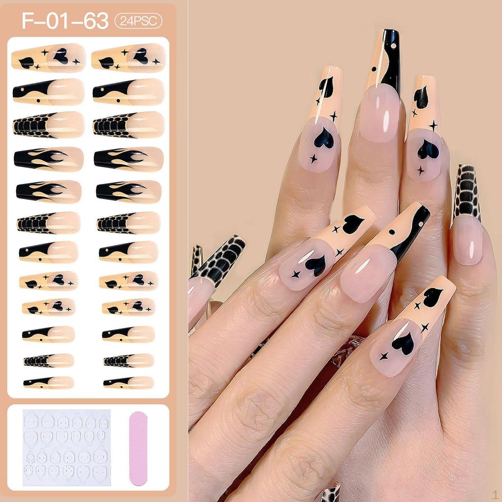 Buy 24 Pieces Long Coffin False Nails 12 Sizes Press on Full Cover Fake ...