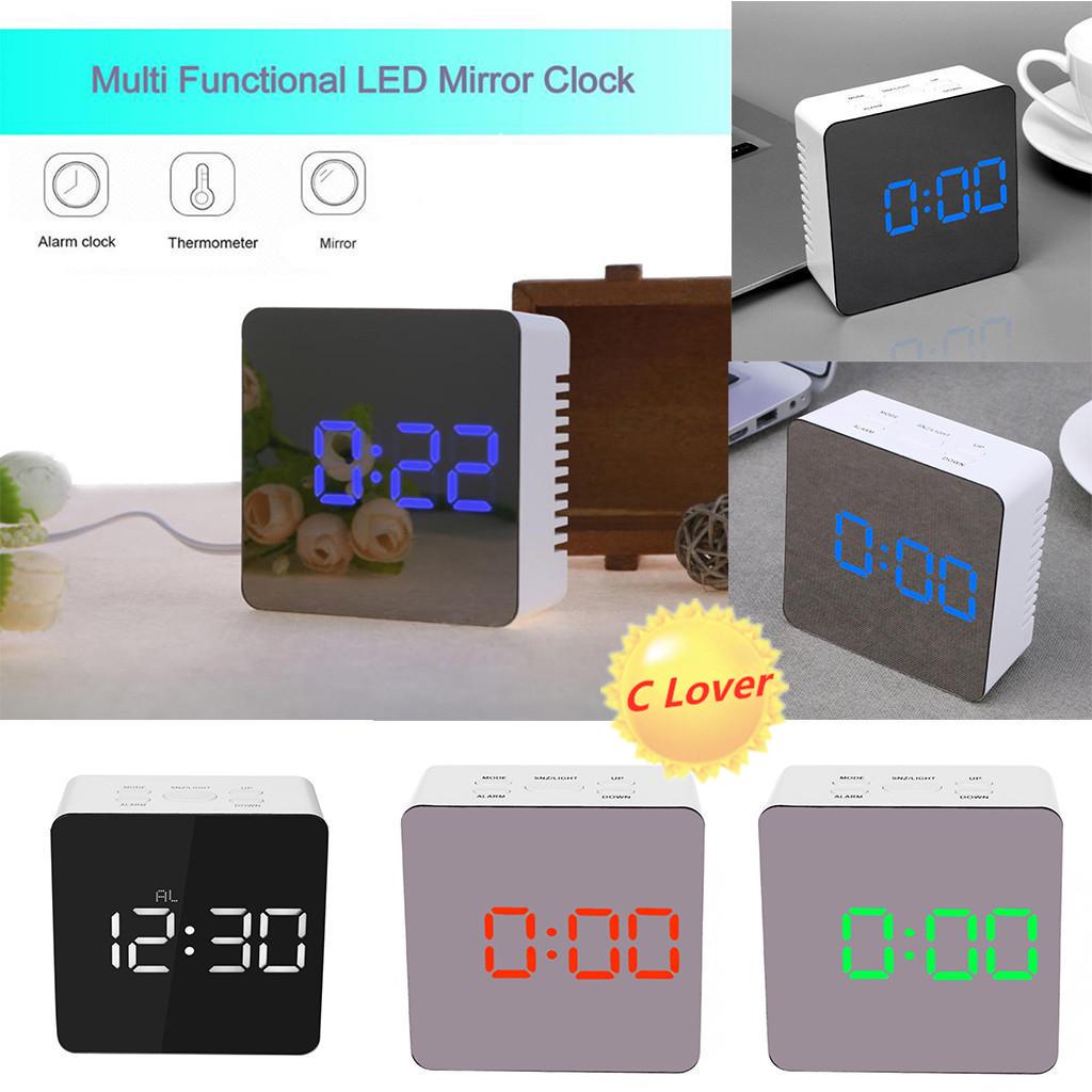 Multi Functional Digital LED Mirror Clock Alarm Night Lights ...