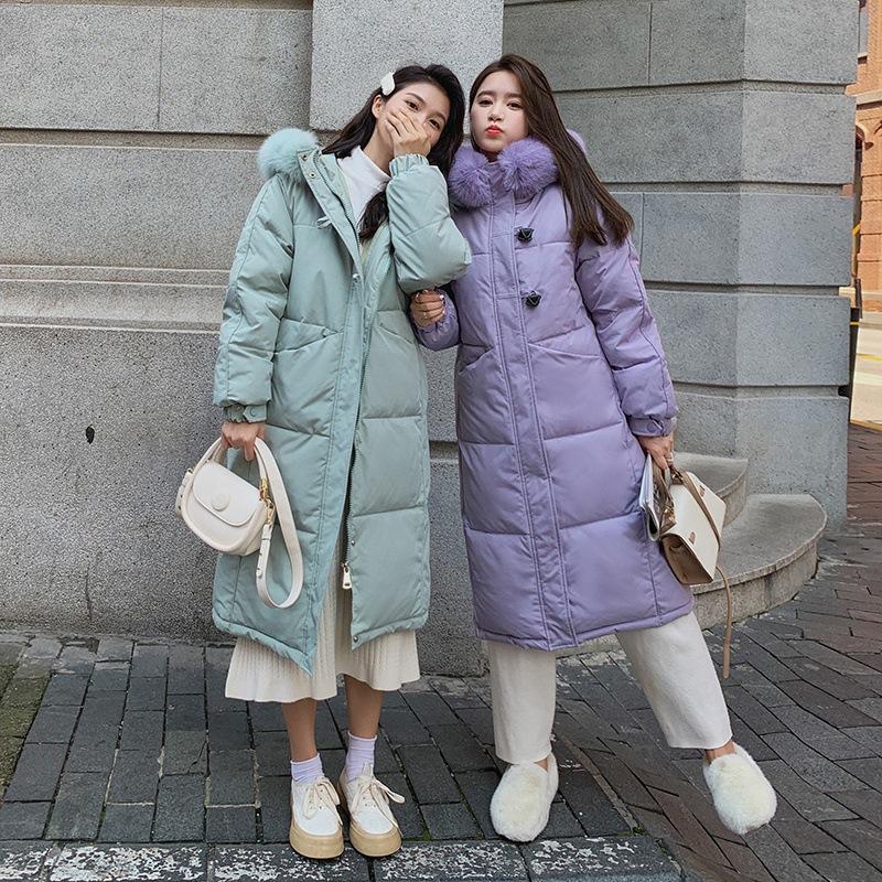 Buy Winter Women's Mid-length Bread Down Cotton Jacket Over-the-knee ...