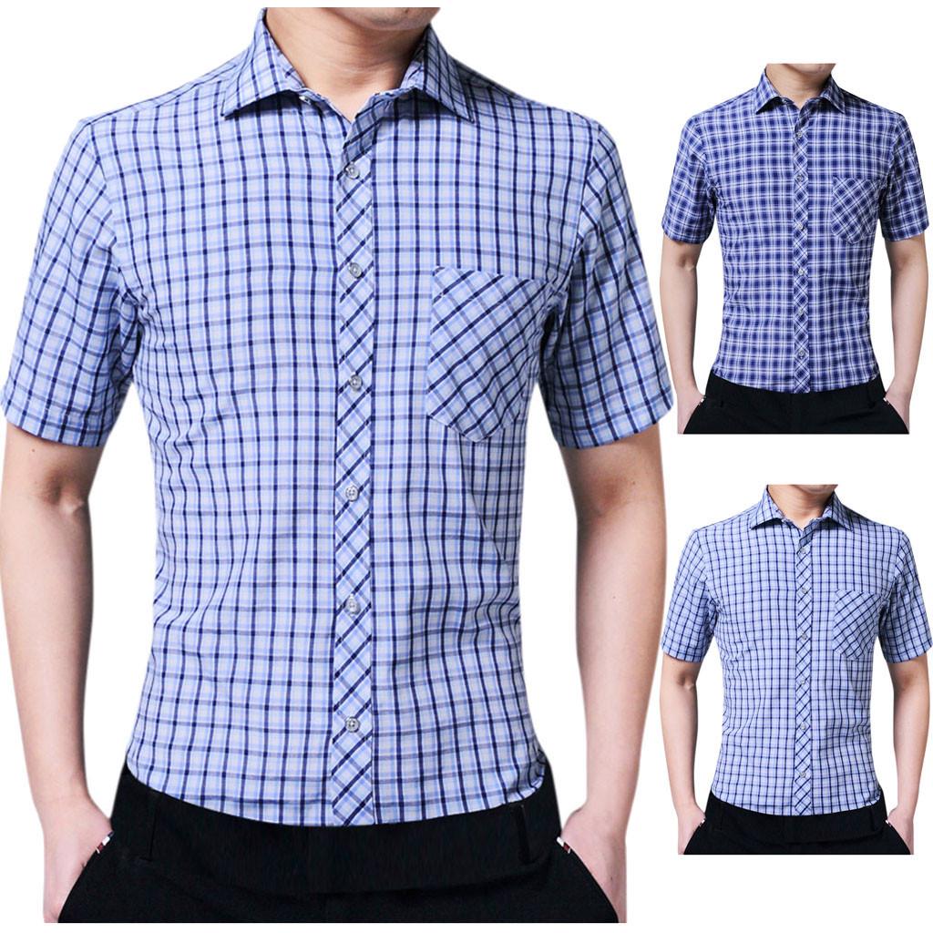 Men's Summer Loose Casual Daily Short Sleeve Shirt Casual Blouse uygun ...