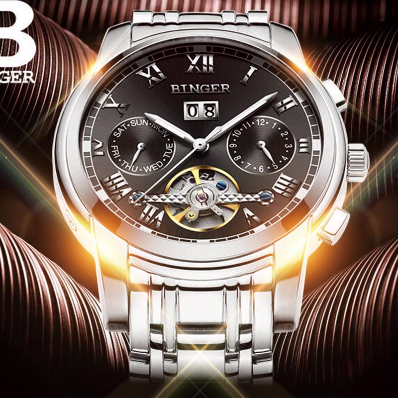 Binger Men Luxuryselfwind Movement Sapphire Waterproof Hollow ...