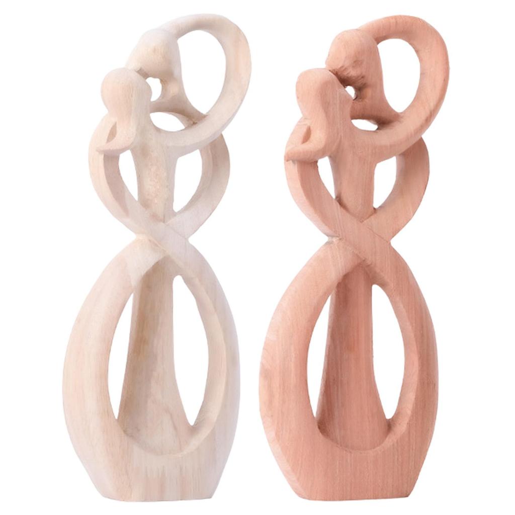 Buy Couple Art Wooden Sculpture - Handmade Loves Embrace & Kiss Statue ...