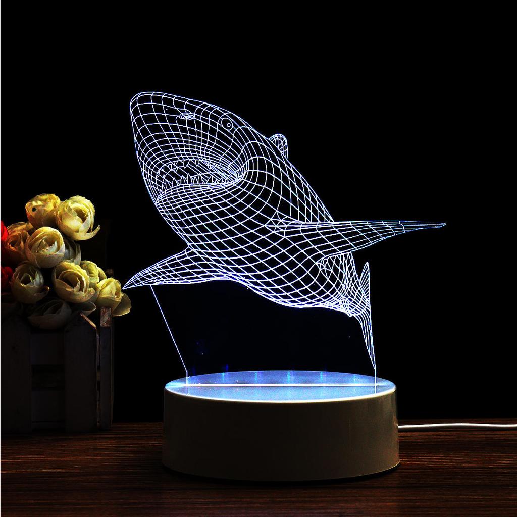 Modern 3D Shark Lamp Remote Control Touch Control Acrylic Optical ...