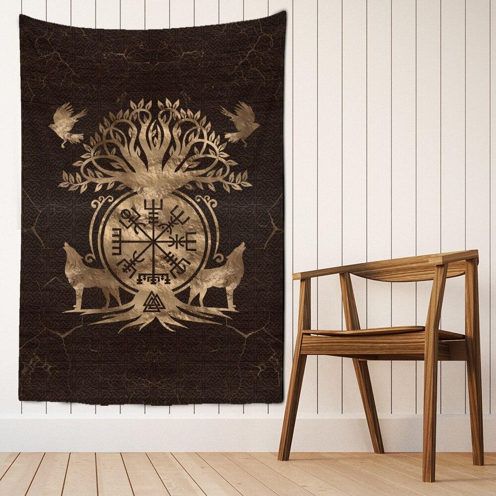 Buy Viking Rune Art Tapestry Wall Hanging Magic Beach Mat Bohemian ...