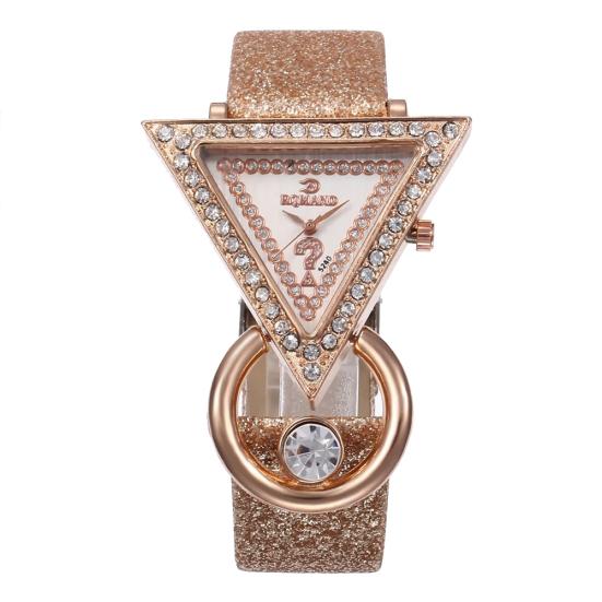 Cheap Rhinestone Triangle Faux Leather Band Wrist Watch Women Quartz ...