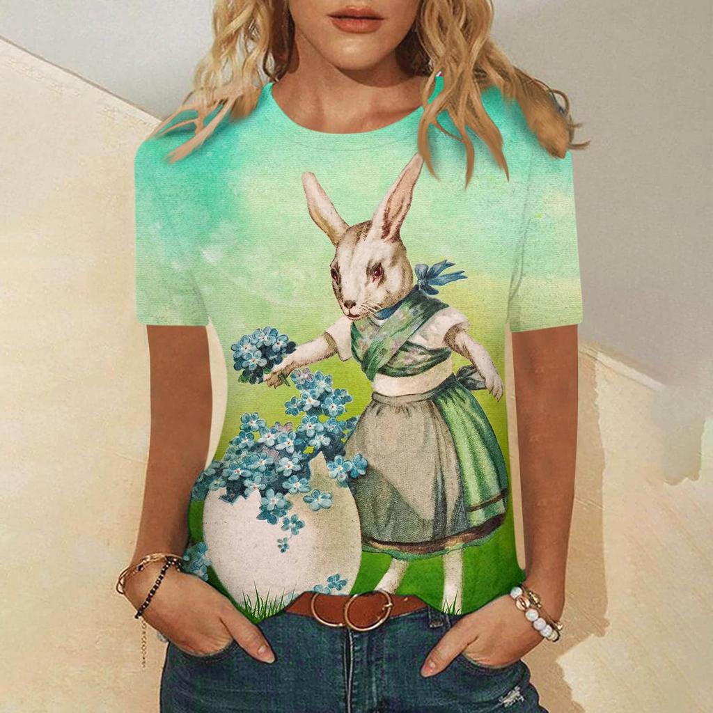 Satın alın Women's Fashion Casual Easter Rabbit Printed Round Neck ...