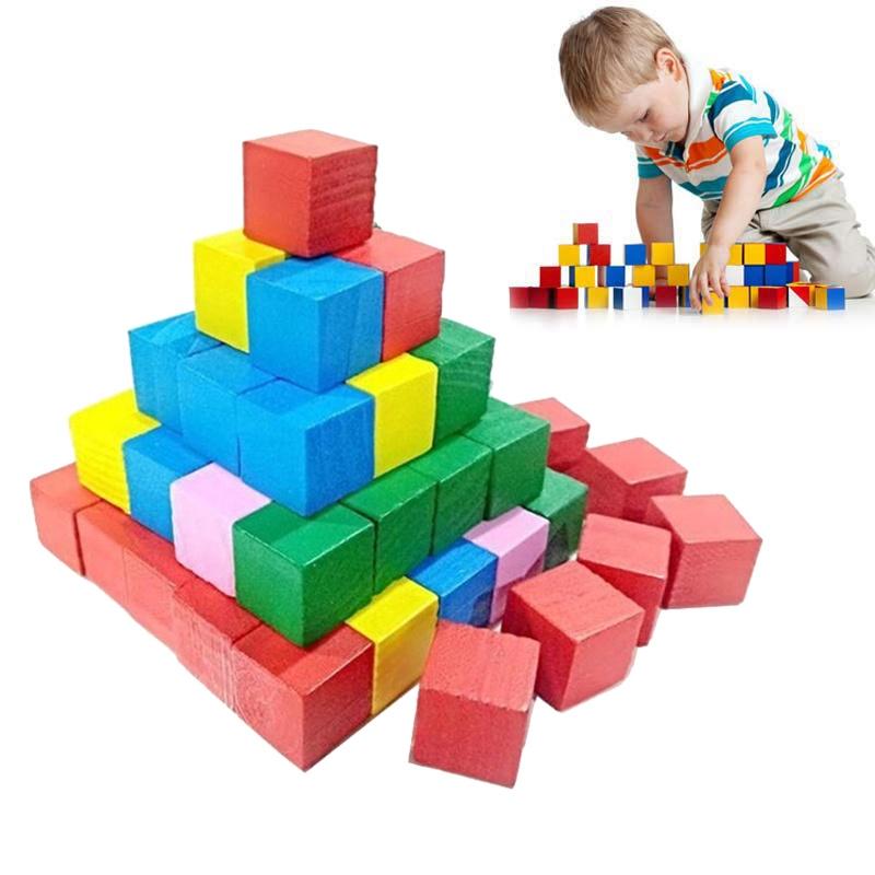 Buy 20 Pcs/set Infant Building Blocks Cube Wooden Stack Block Baby Kids ...