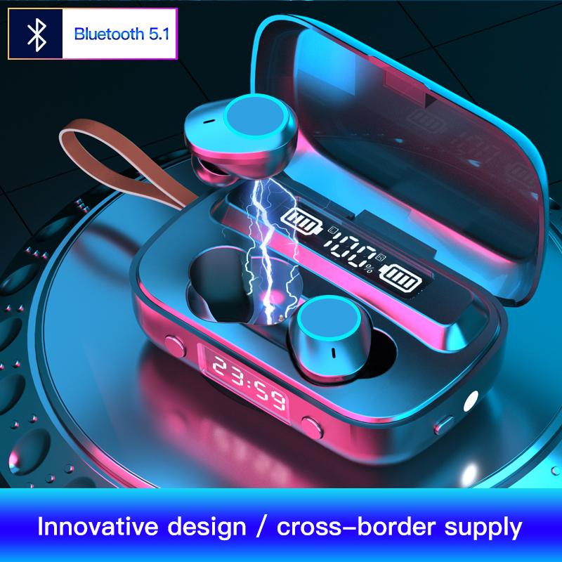 A13 TWS Wireless Bluetooth 5.1 Flashlight Time Clock Earphones ...