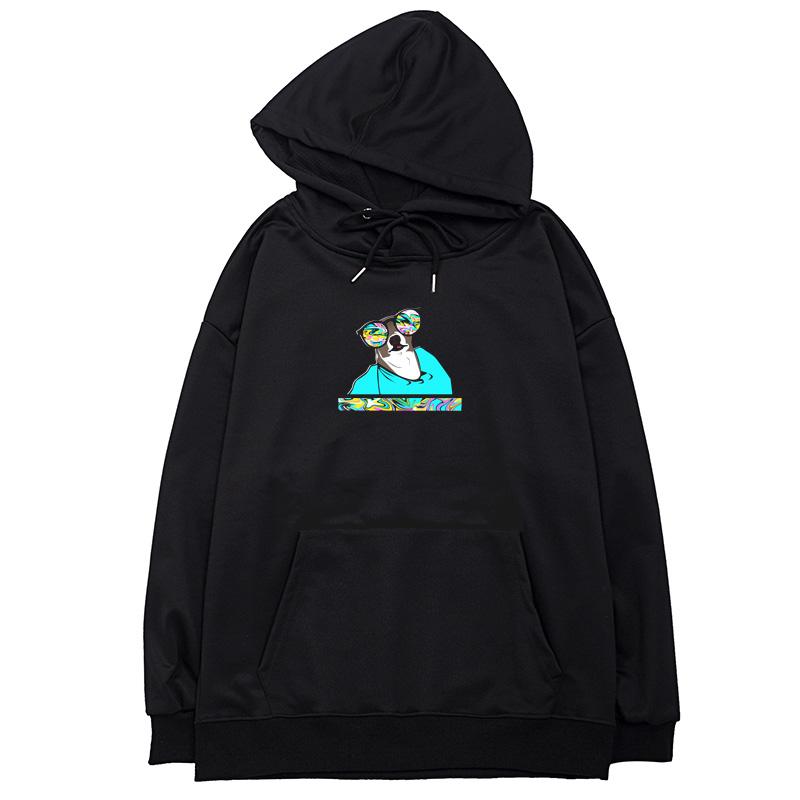 Buy Autumn Kermit Dog Print Unisex Hoodie Drawing Pocket Pullover ...
