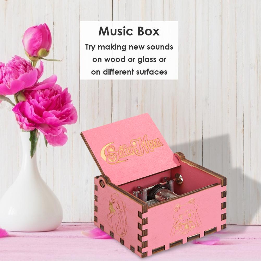 Buy Retro Wood Manual Music Box Pink Beauty Girl Style Birthday Gift ...