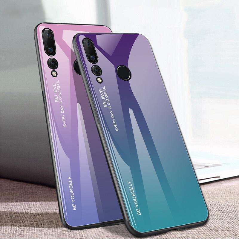 Buy Gradient Tempered Glass Back Cover for Samsung iPhone Huawei Xiaomi ...