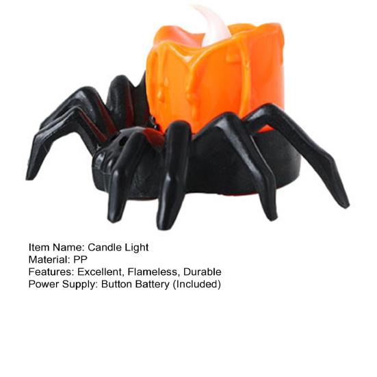 Halloween Candle Light Spooky Spider Tea Light Safe Flameless LED ...