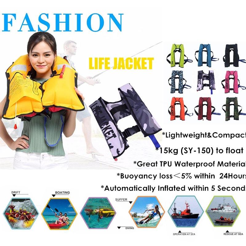 Unisex Automatic Inflatable Jacket Water Sports Buoyancy Survival ...