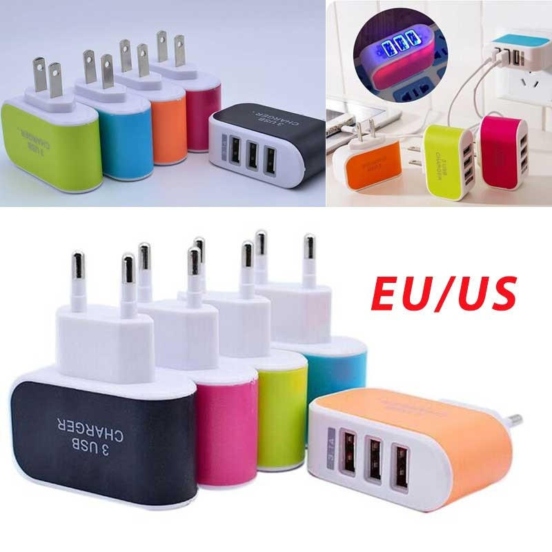 3.1A Triple USB Port Wall Home Travel AC Charger Adapter For Samsung EU ...