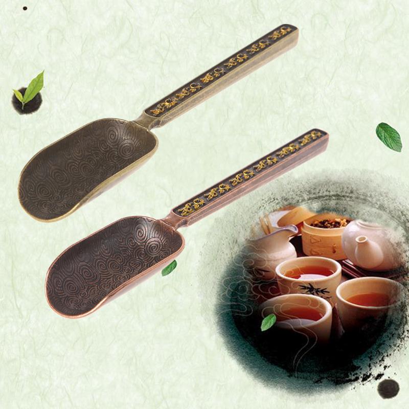 Buy Chinese Tea Spoons Copper Scoop Kongfu Tea Leaves Chooser Flower ...