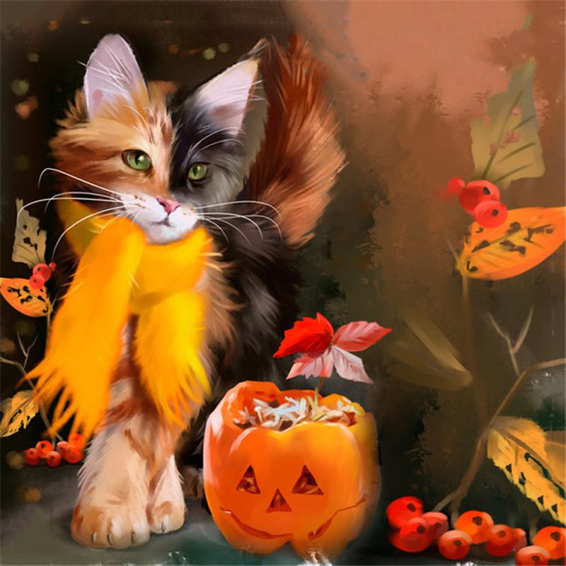 Cheap Full 5D Diy Diamond Painting Reserved cat Diamond Embroidery Full ...