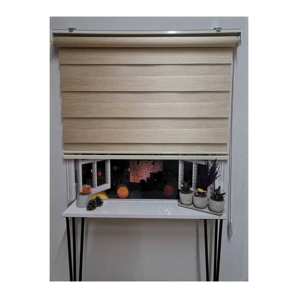 Рулонные шторы для окон Bamboo Raks Dark Cream Zebra Curtain купить ...