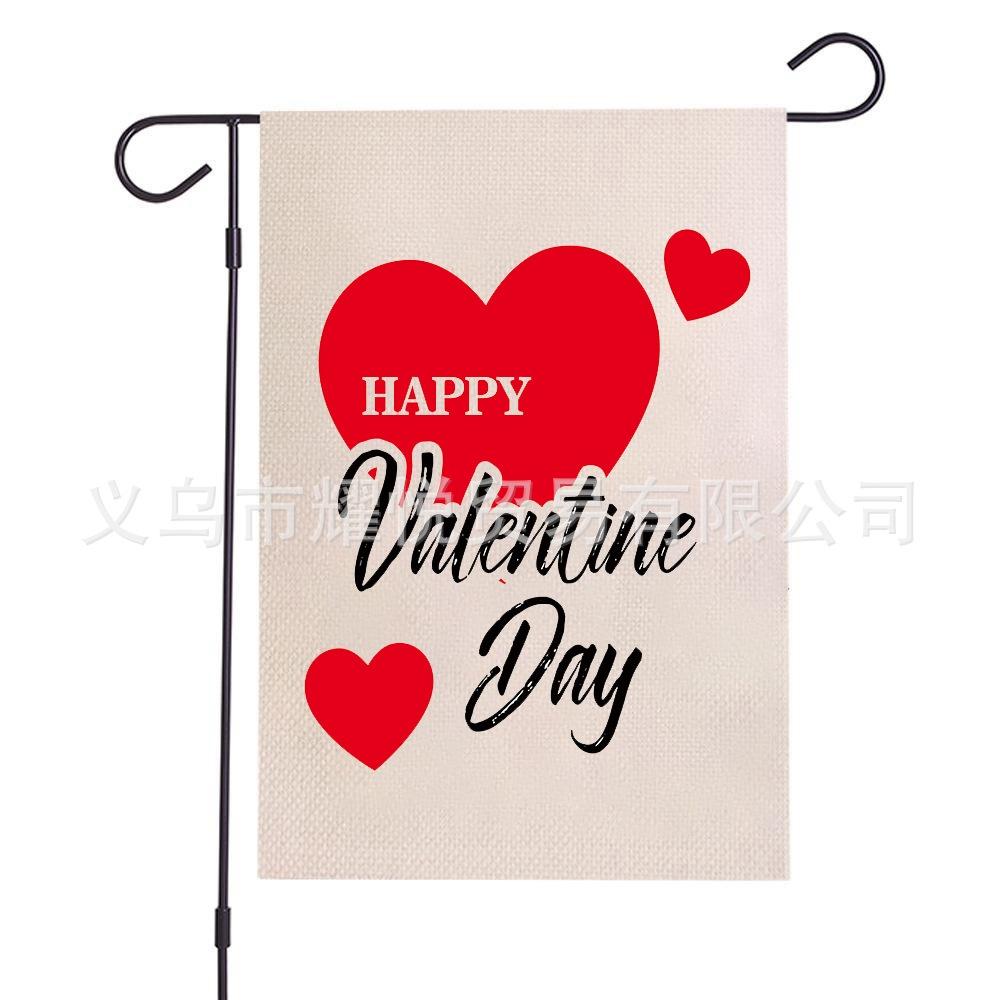Buy New Valentine's Day Love Pattern Linen Garden Banner Duplex ...
