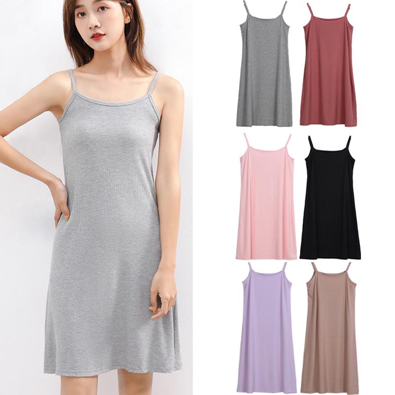Fashion Summer Women's Long Tanks Camisole Dress Tunic Slip Length ...