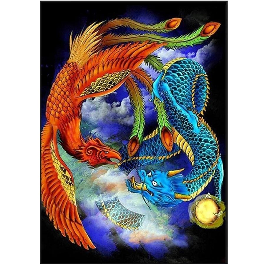 Dragon Phoenix Diamond Painting DIY Diamond Embroidery 5D Square Round ...