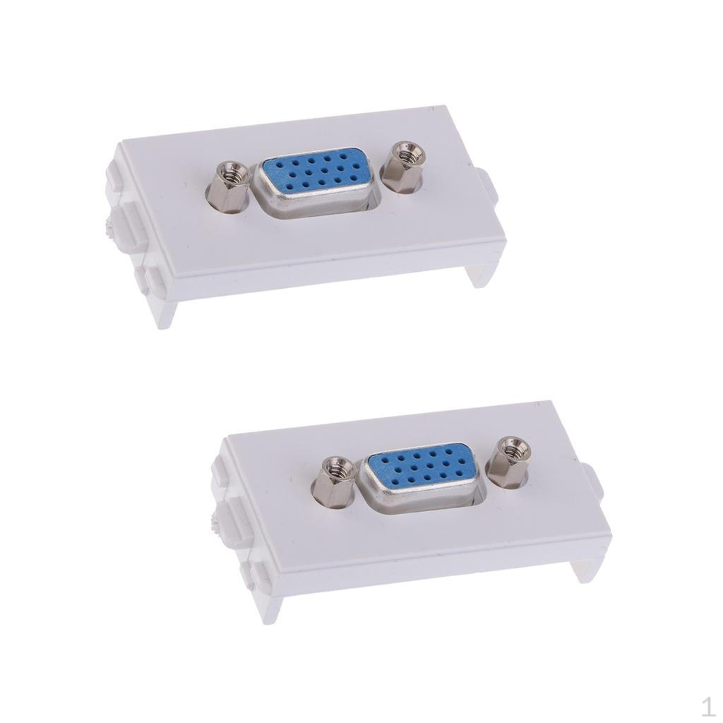 2 Packs VGA Wall Socket Module Wallplate Plug with Frame Directly Plug ...