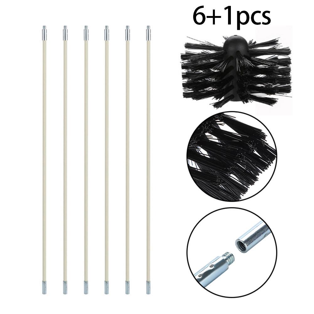 Buy 7Pcs Chimney Cleaner Brush Clean Rotary Sweep System Fireplace Kit ...
