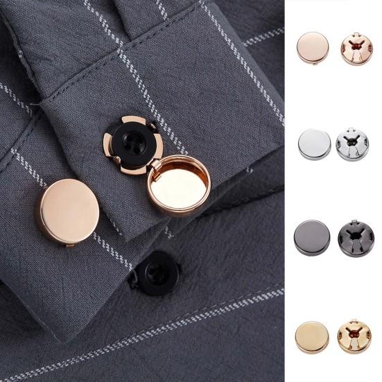 Buy 1 Pair Men Cufflinks Geometry Round Accessory Electroplating Wear ...